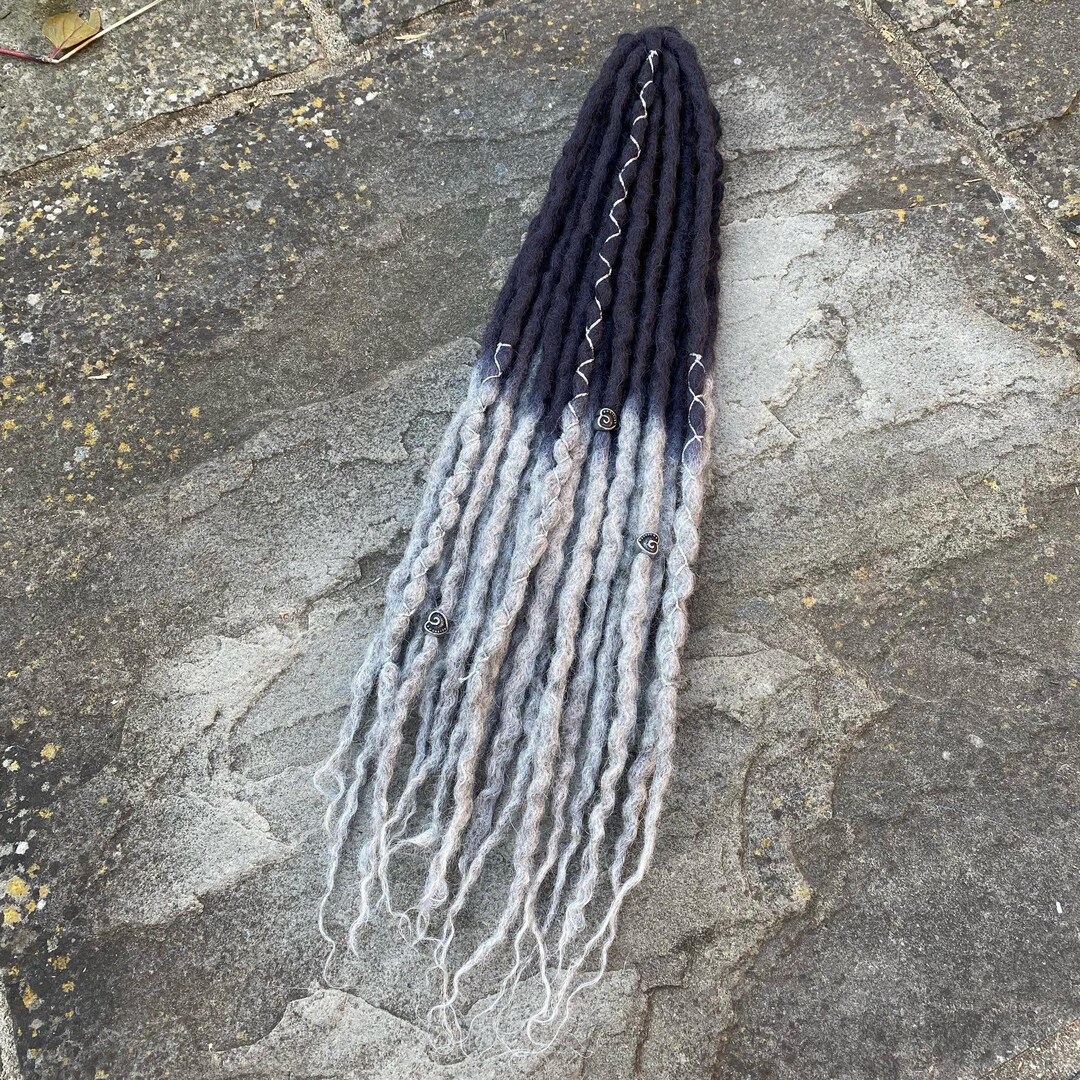 Custom - Double Ended Dreadlocks - Black Grey Ombre - Wool Dreadlock ...