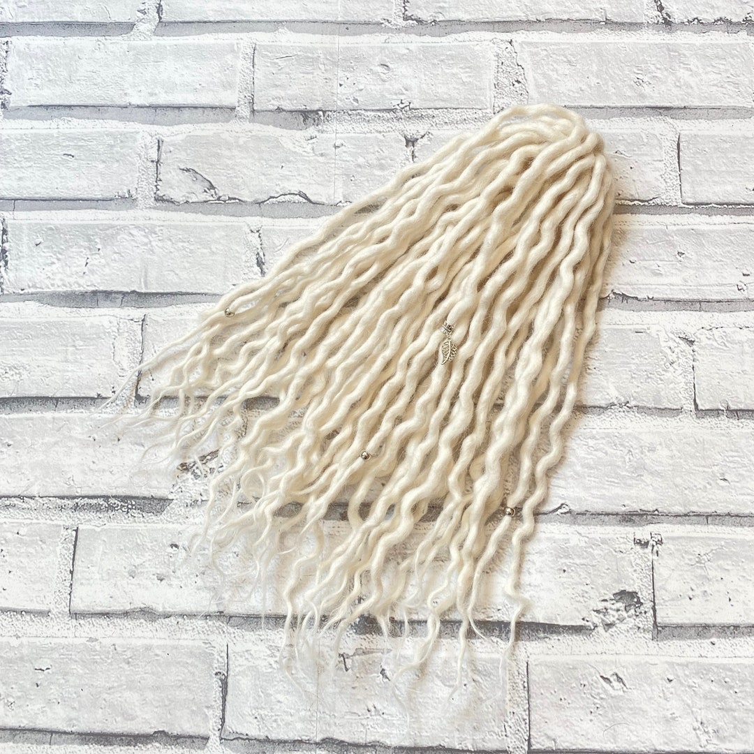 Custom DE Dreadlocks - White Double Ended Wool Dreadlocks, Full Head or ...