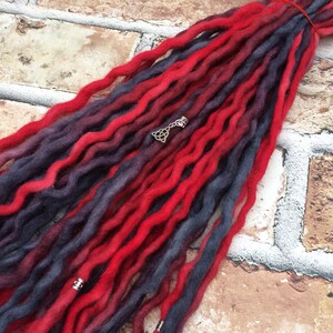 Custom Dreadlocks Cherry Red & Charcoal Double Ended Wool Dreadlocks ...