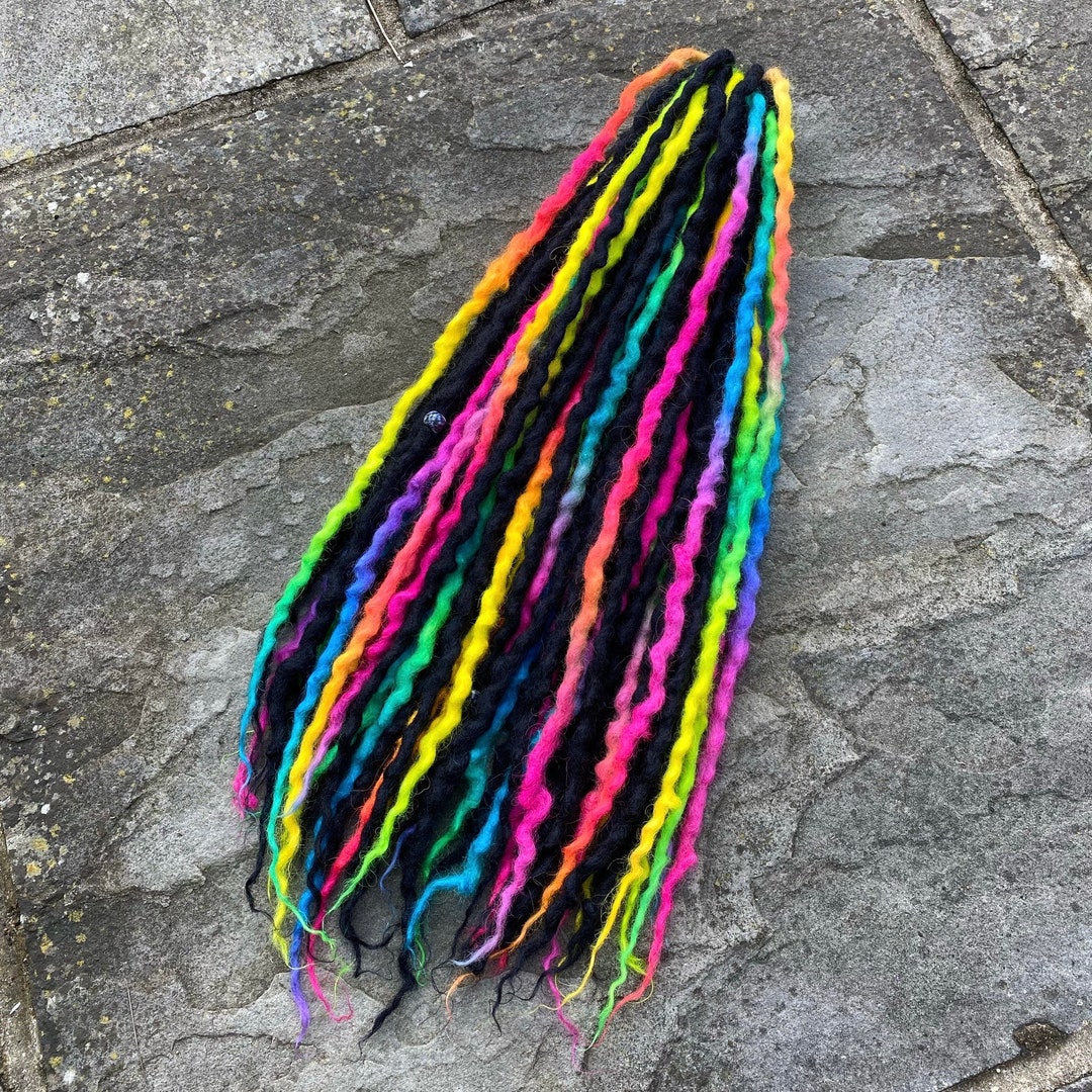 Custom UV Reactive Double Ended Wool Dreadlocks - Dark Rave Fairy ...