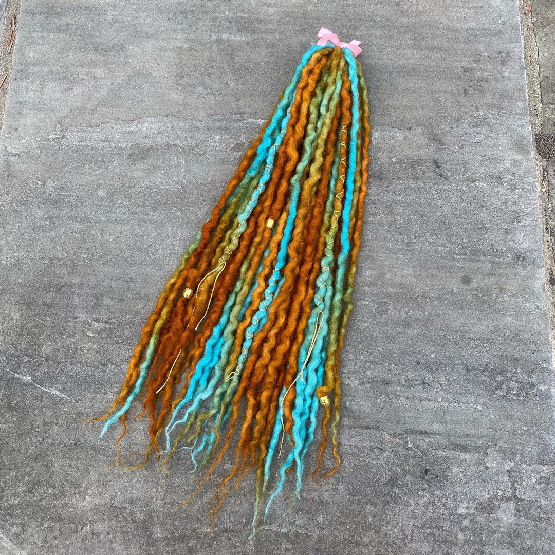 Custom - Double Ended Mojave Turquoise Wool Dreadlocks, Choose Your ...