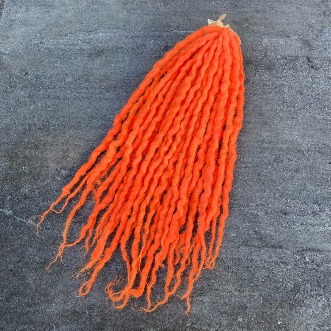Custom UV Reactive Neon Orange - Double Ended Wool Dreadlocks - Choose ...