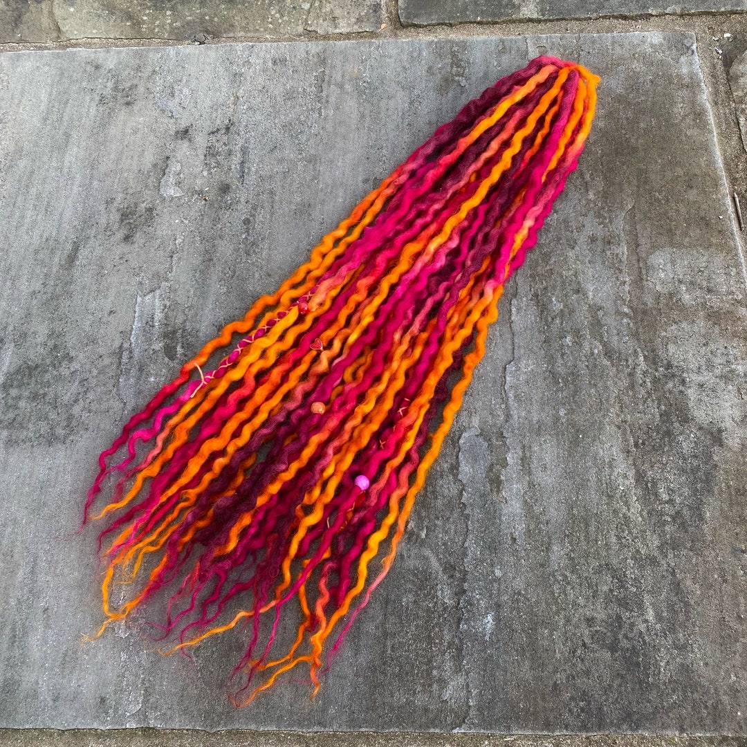Custom - Maroon, Pink & Orange Double Ended Wool Dreadlocks - Etsy
