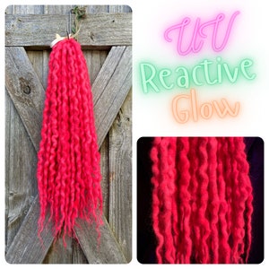 Custom UV Reactive Red - Double Ended Wool Dreadlocks - Choose Your ...