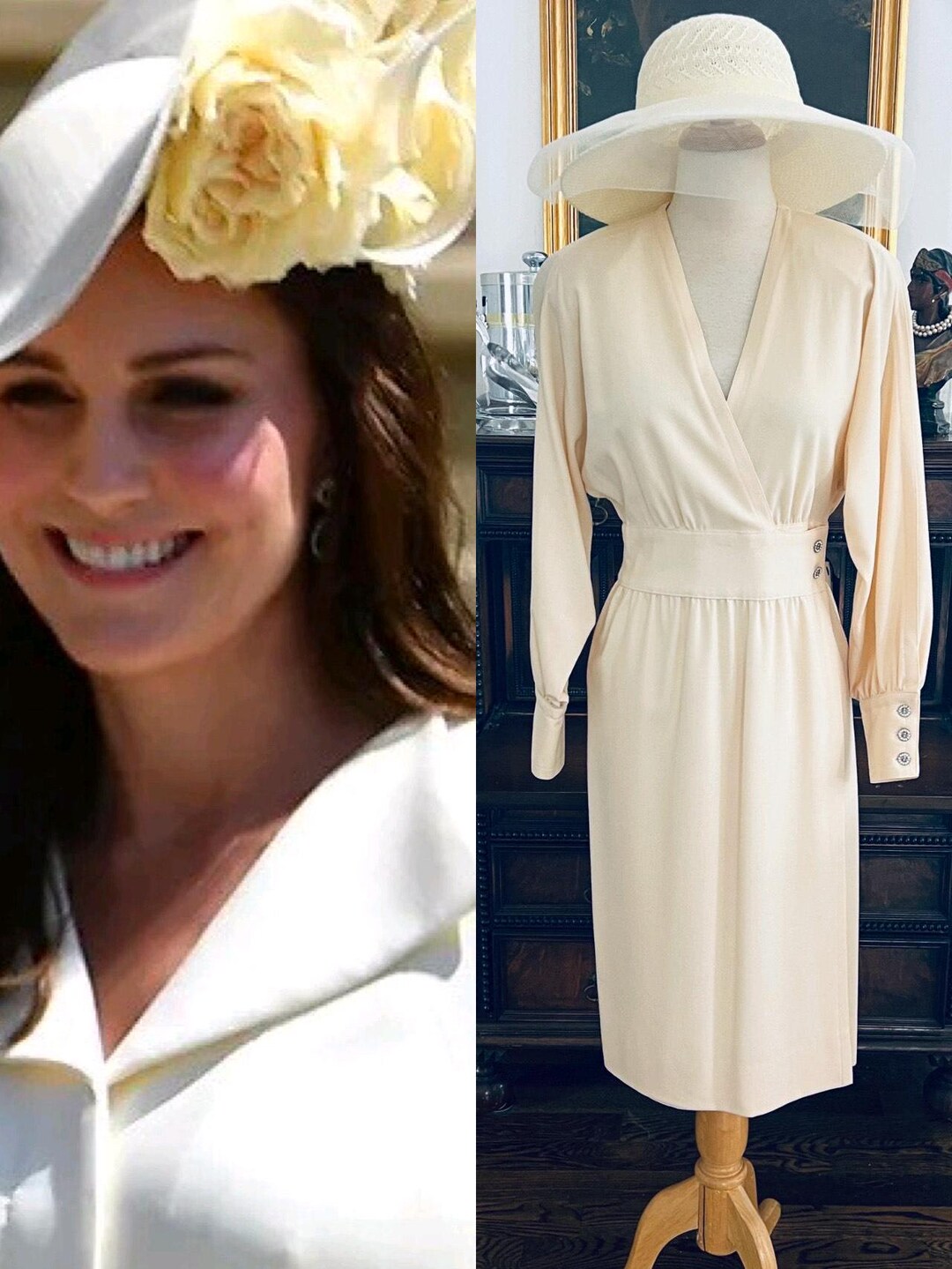 Kate Middleton Inspired Dress 80s Designer Dynasty Dress Off White ...