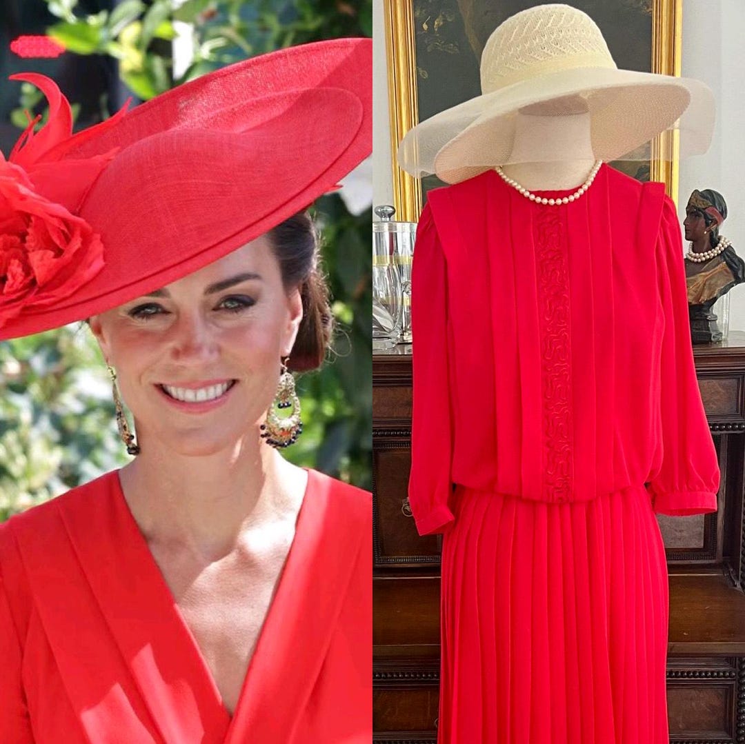 Kate Middleton Dress 1980s Dress Red Dress Kate Middleton Inspired ...