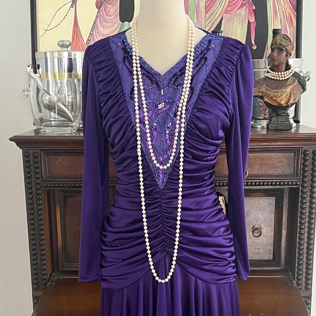1920s Flapper Dress Great Gatsby Dress Purple Flapper Dress Downton ...