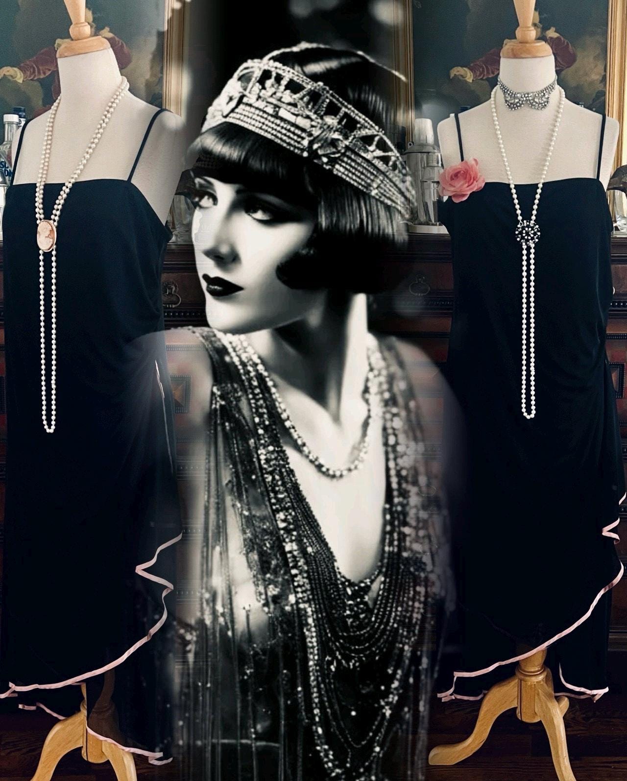 1920s Dress Flapper Old Hollywood Great Gatsby Evening Gown Formal Prom ...