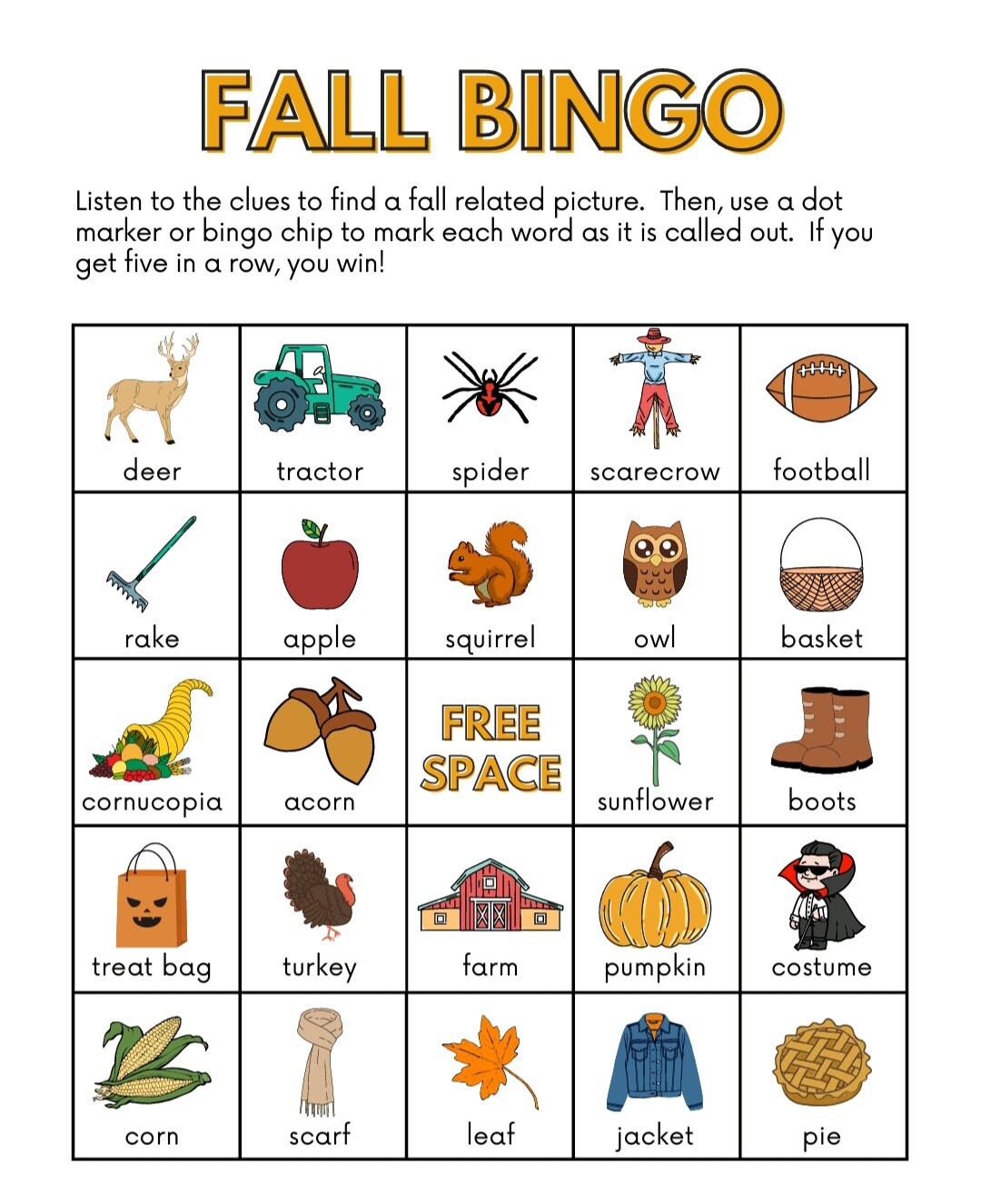 Fall Bingo Printables, Fall, Bingo, Printables - Etsy