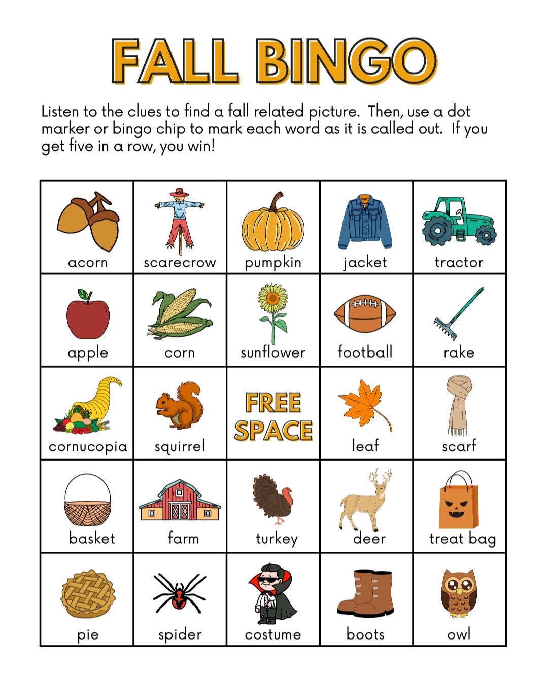 Fall Bingo Printables, Fall, Bingo, Printables - Etsy