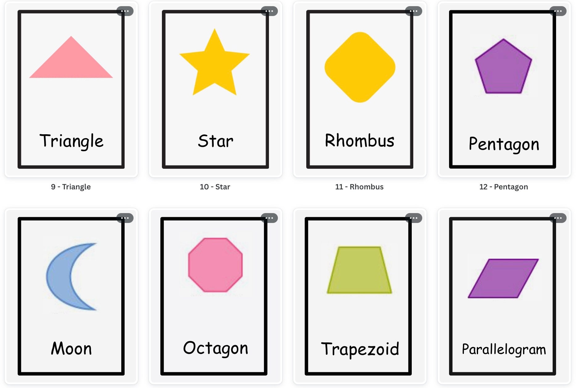 Shapes Flash Cards, Printable, Learning, Shapes - Etsy