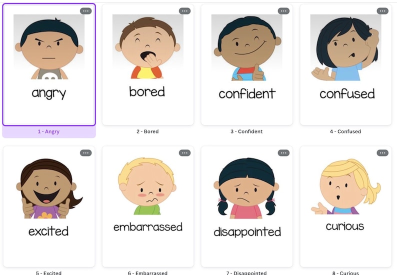 Emotions Flash Cards, Printable, Learning - Etsy Canada