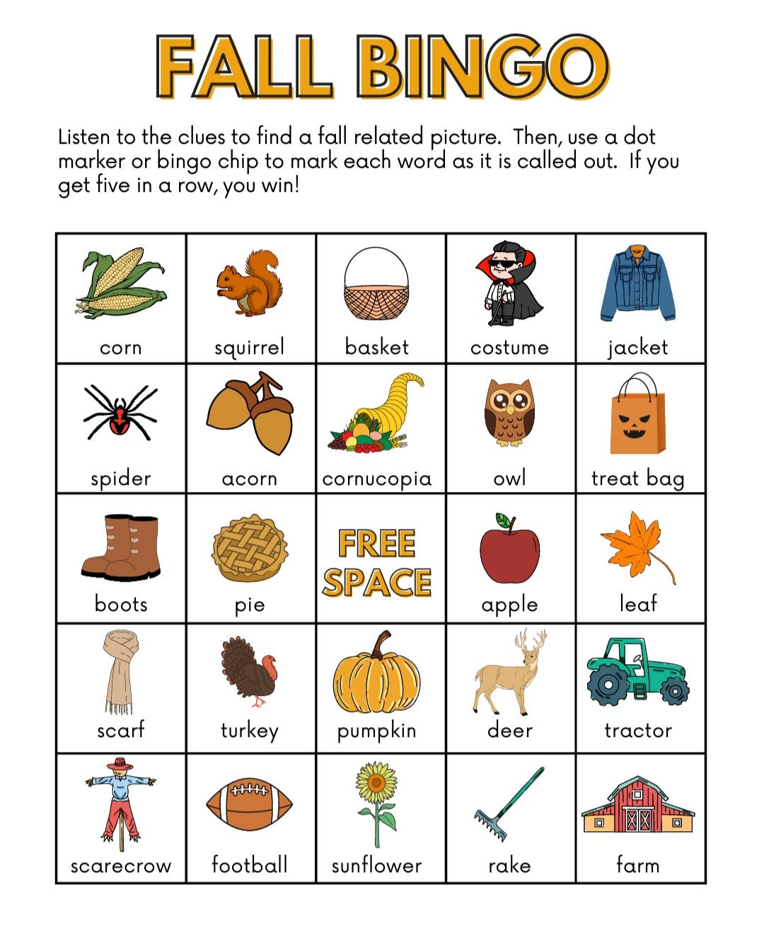 Fall Bingo Printables, Fall, Bingo, Printables - Etsy