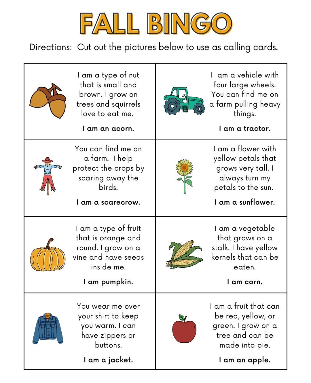 Fall Bingo Printables, Fall, Bingo, Printables - Etsy