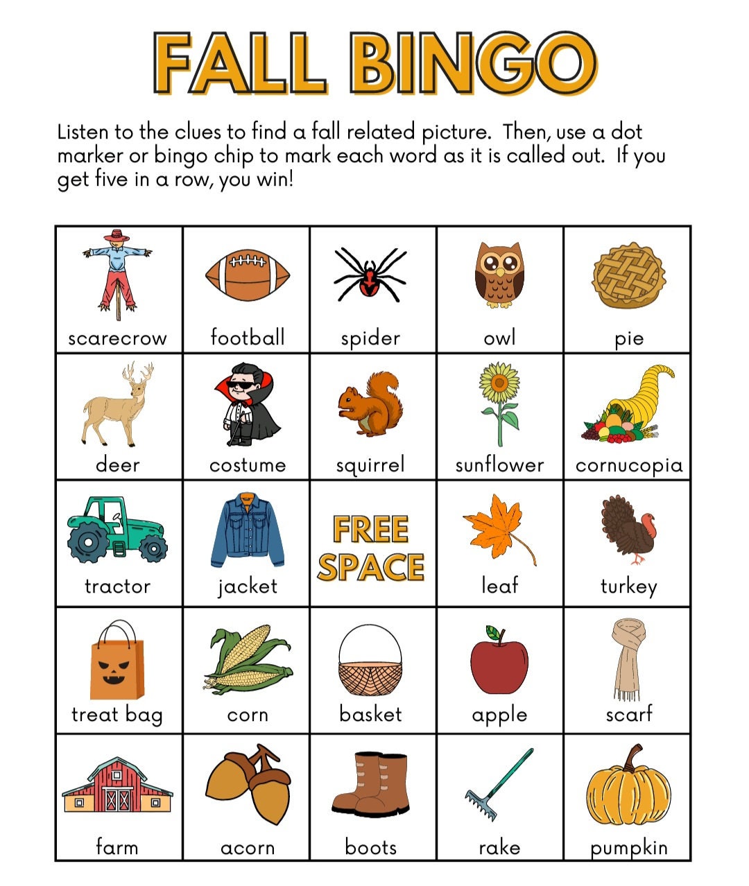 Fall Bingo Printables, Fall, Bingo, Printables - Etsy