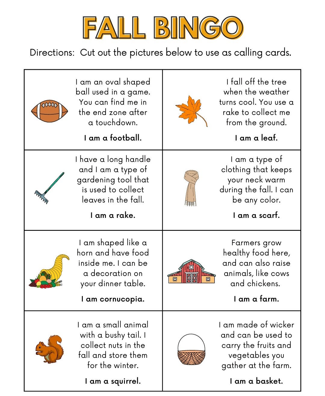 Fall Bingo Printables, Fall, Bingo, Printables - Etsy