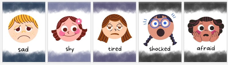 Emotions Flash Cards Printable Learning - Etsy