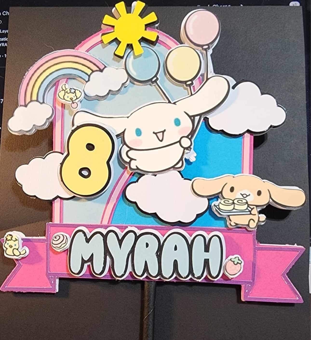 Cinnamoroll Character Cake Topper, Birthday Cake, Party, Happy Birthday ...