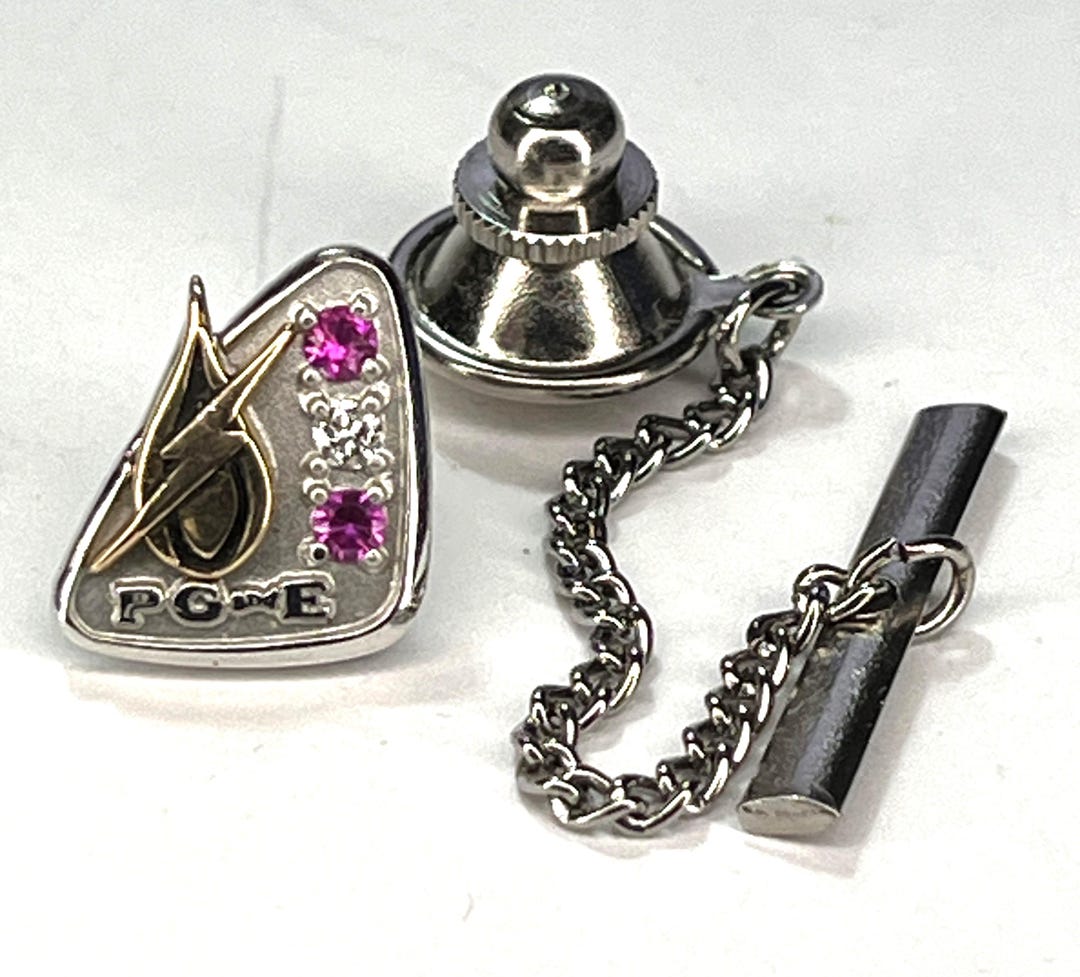 Vintage 10K Gold PG&E Years of Service Tac Pin, CTO White 10K Gold ...