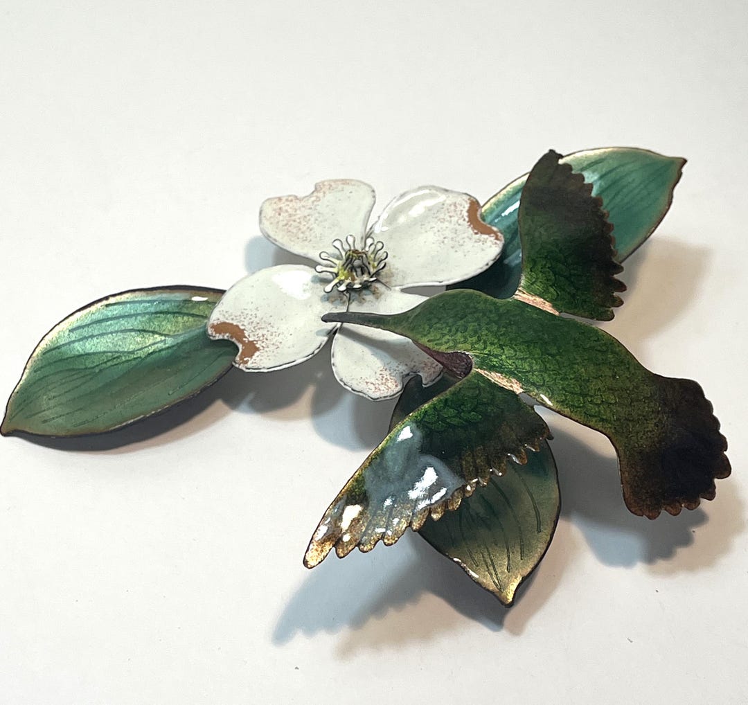 Bovano of Cheshire USA Enamel on Copper Wall Sculpture, Hummingbird on ...