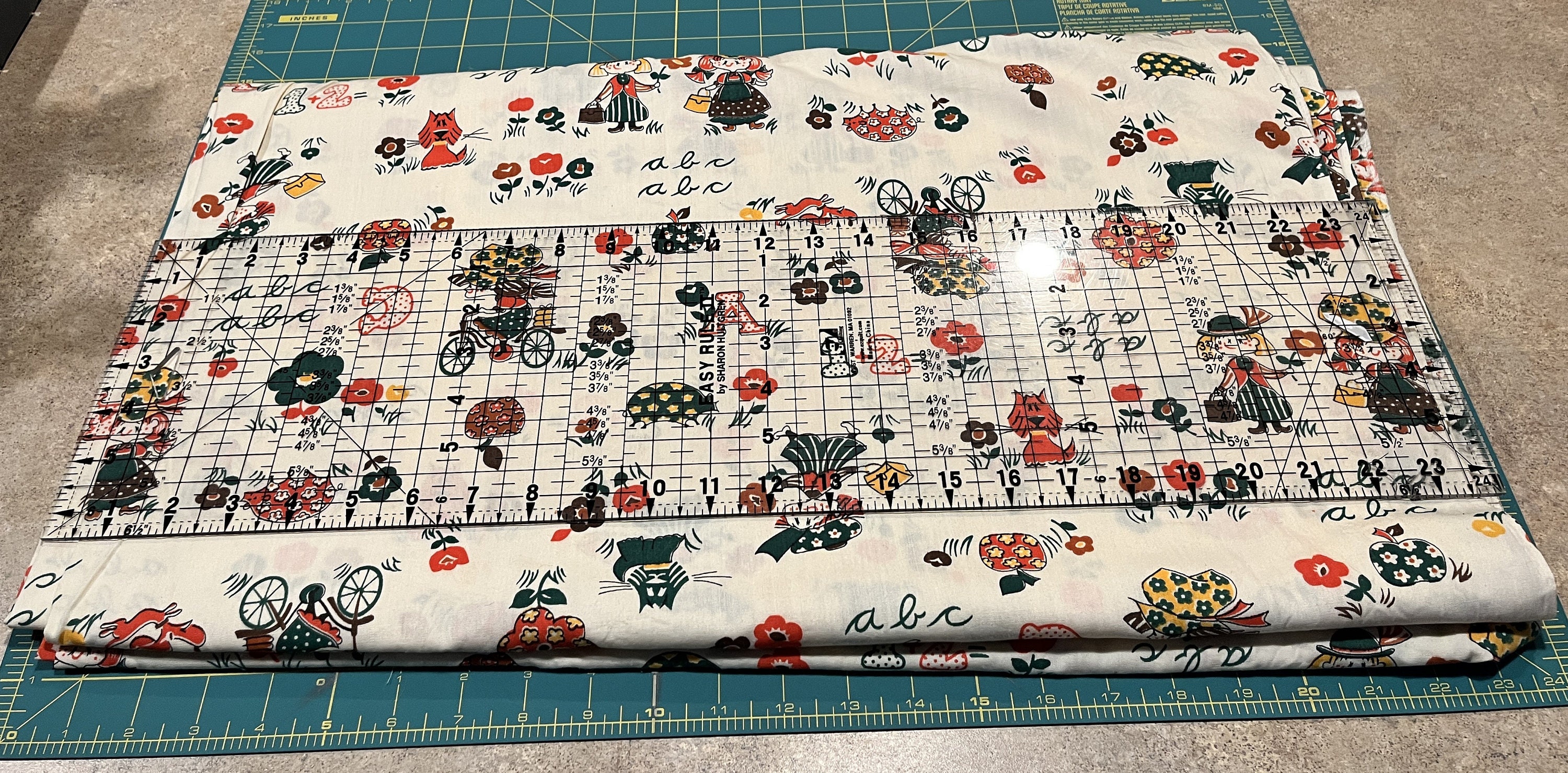 Vintage Fabric, Children ABC Fabric, NOS Unwashed Children Fabric, DR1 ...