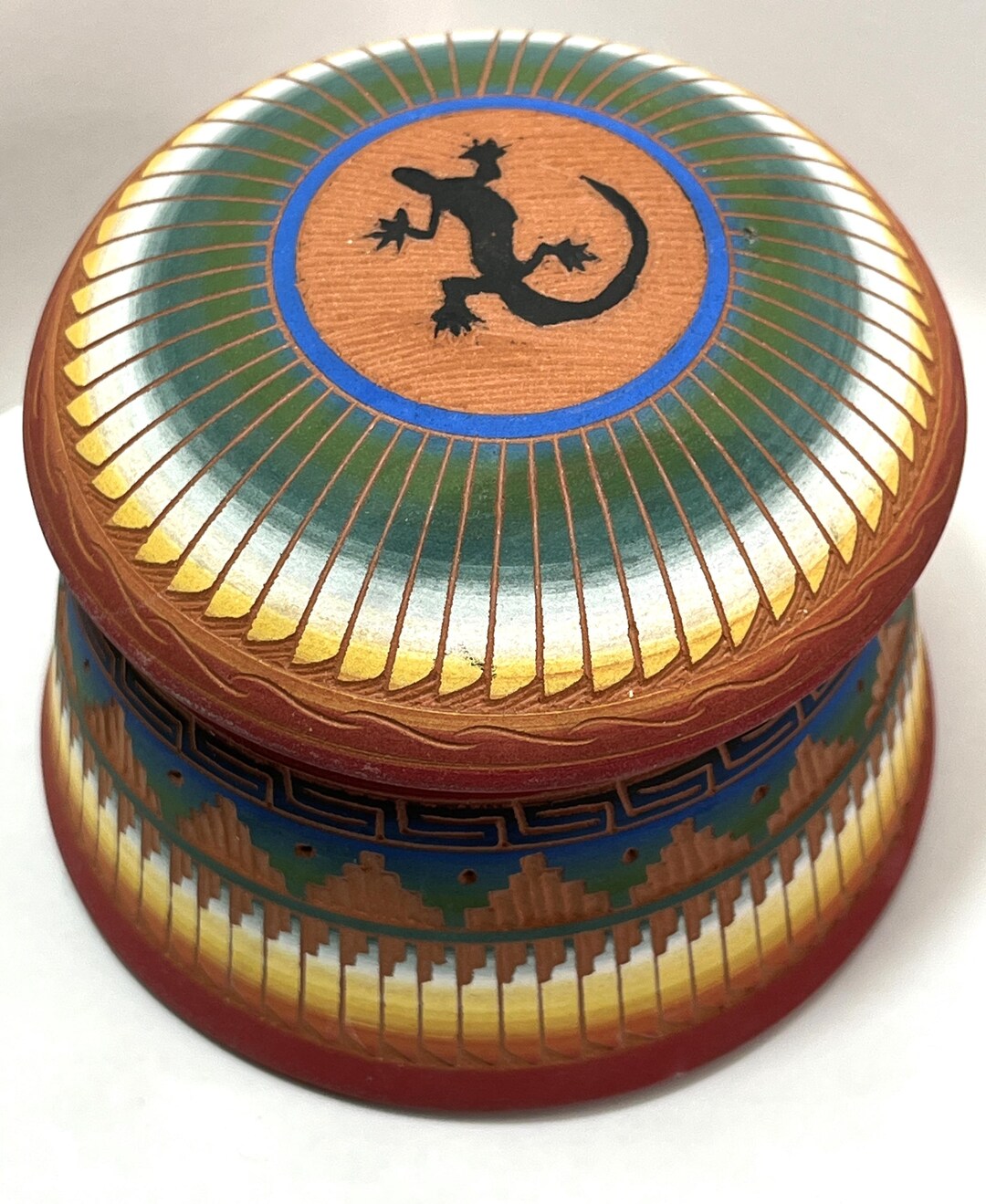 Navajo Etched Ware Pottery, Jewelry/trinket Pottery Box With Lid, Ramon ...