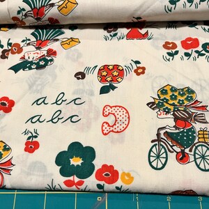 Vintage Fabric, Children ABC Fabric, NOS Unwashed Children Fabric, DR1 ...