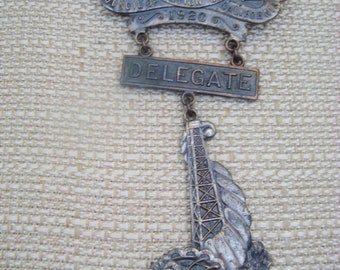 Antique Vintage 1920 Delegate Badge for 20th Annual Convention - Etsy