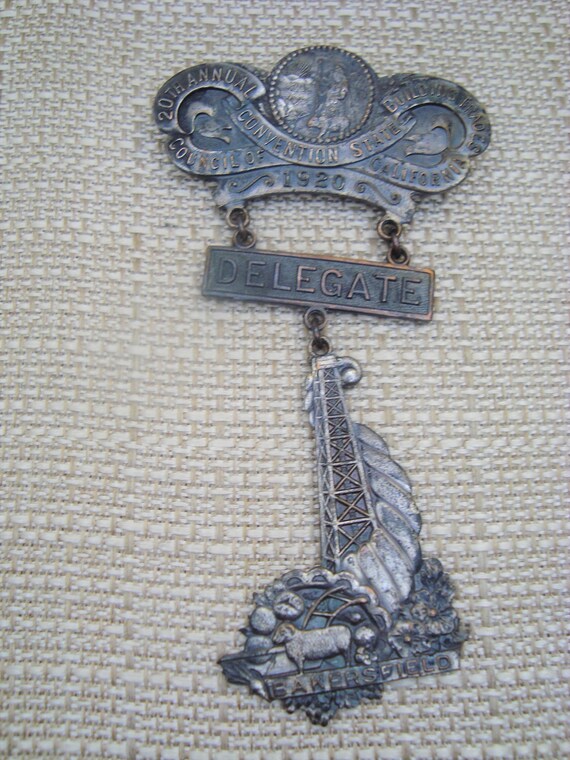 Antique Vintage 1920 Delegate Badge for 20th Annual Convention - Etsy