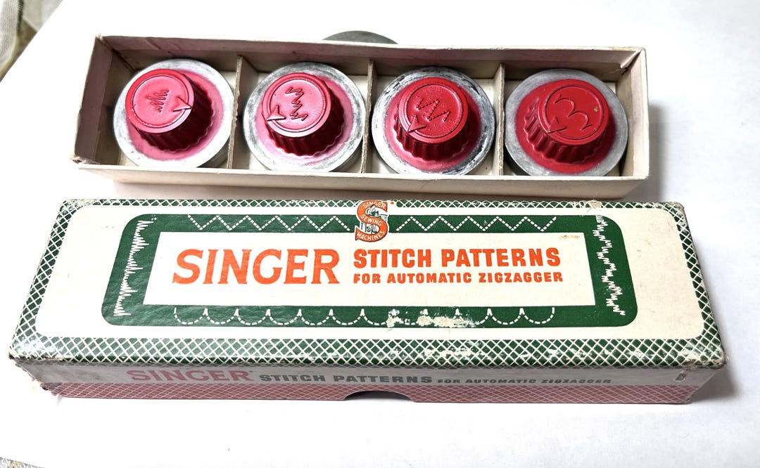 Vintage Singer Stitch Patterns for Automatic Zigzagger Red in Box ...