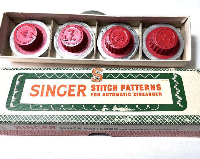 Vintage Singer Stitch Patterns for Automatic Zigzagger Red in Box ...