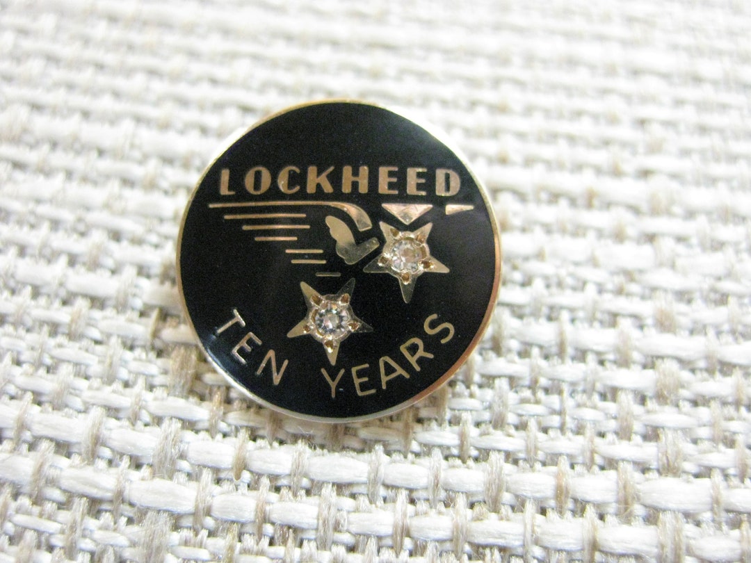 Vintage Lockheed 10K Gold Ten Year Black Enamel Service Pin, Free ...