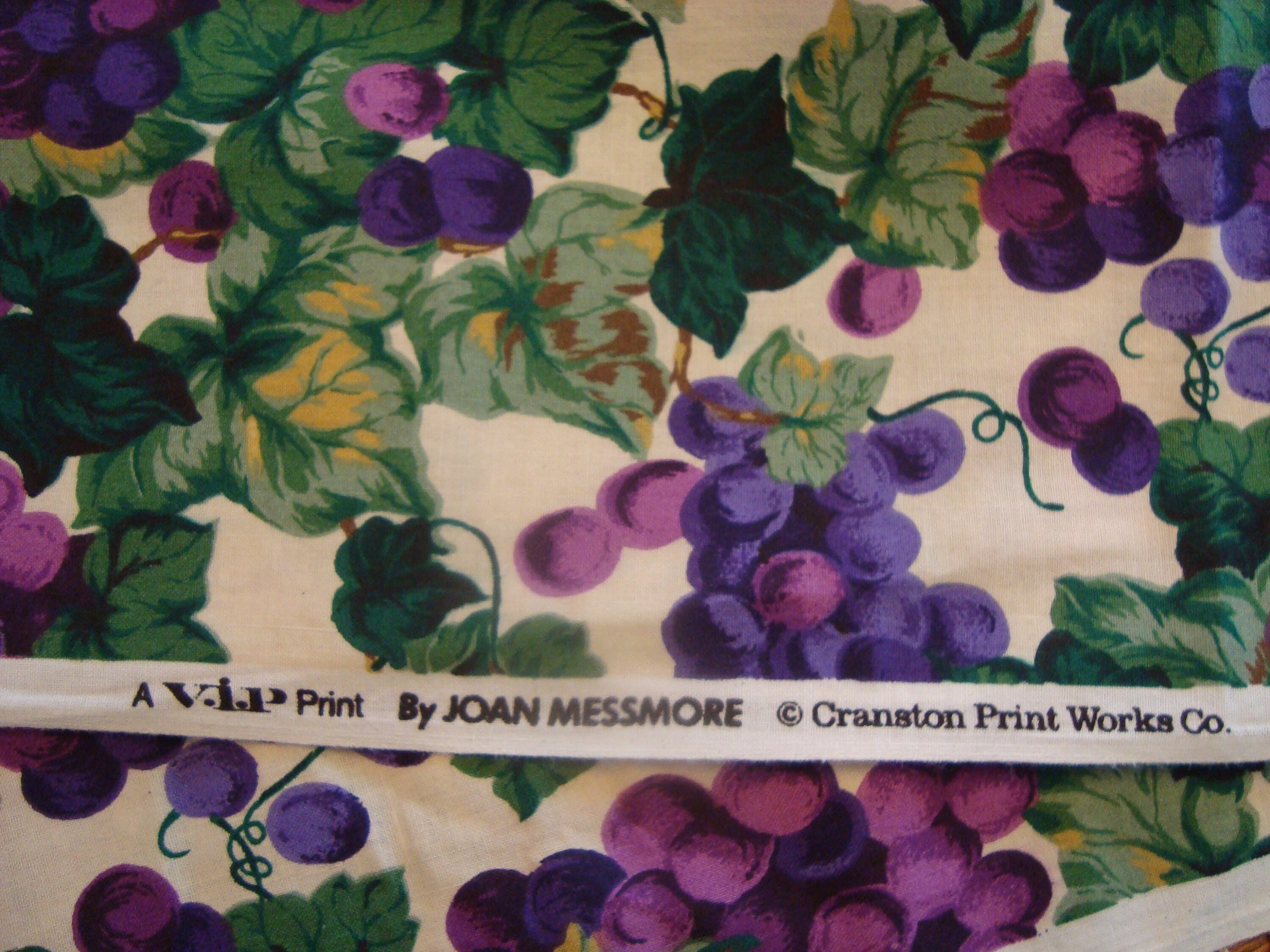 Vintage Grape Fabric VIP Joan Messmore by Cranston 1/ 2 Yard - Etsy