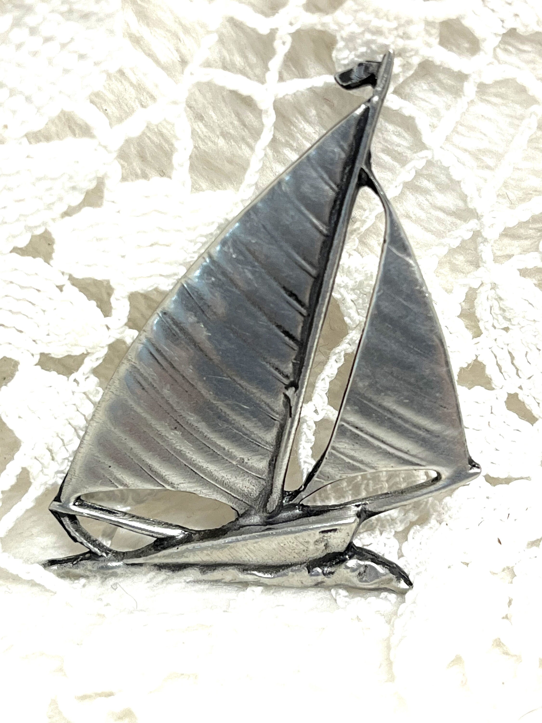 Sailboat USA Sterling Pewter P360 Brooch BRP59 Free Shipping Etsy