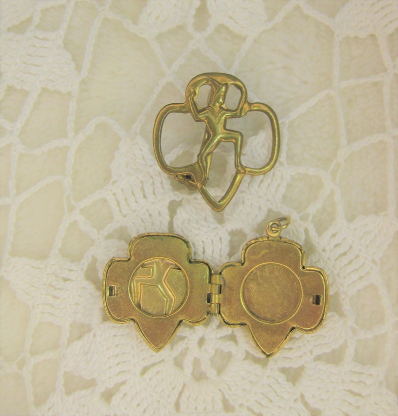 Vintage Girl Scout Brownie Locket Brownie Pin and Brownie - Etsy