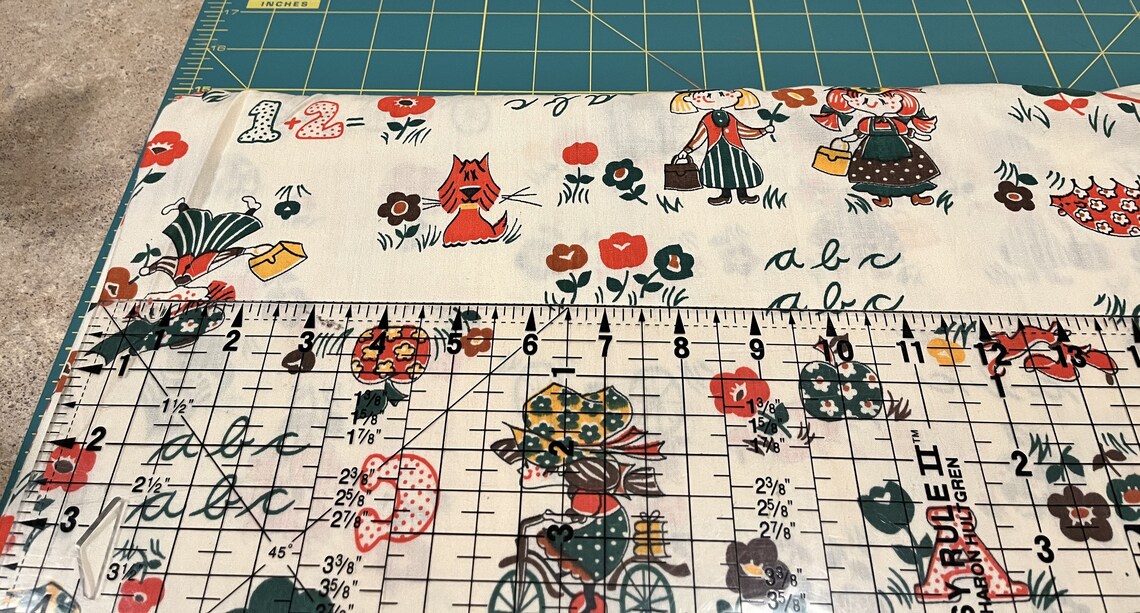 Vintage Fabric, Children ABC Fabric, NOS Unwashed Children Fabric, DR1 ...