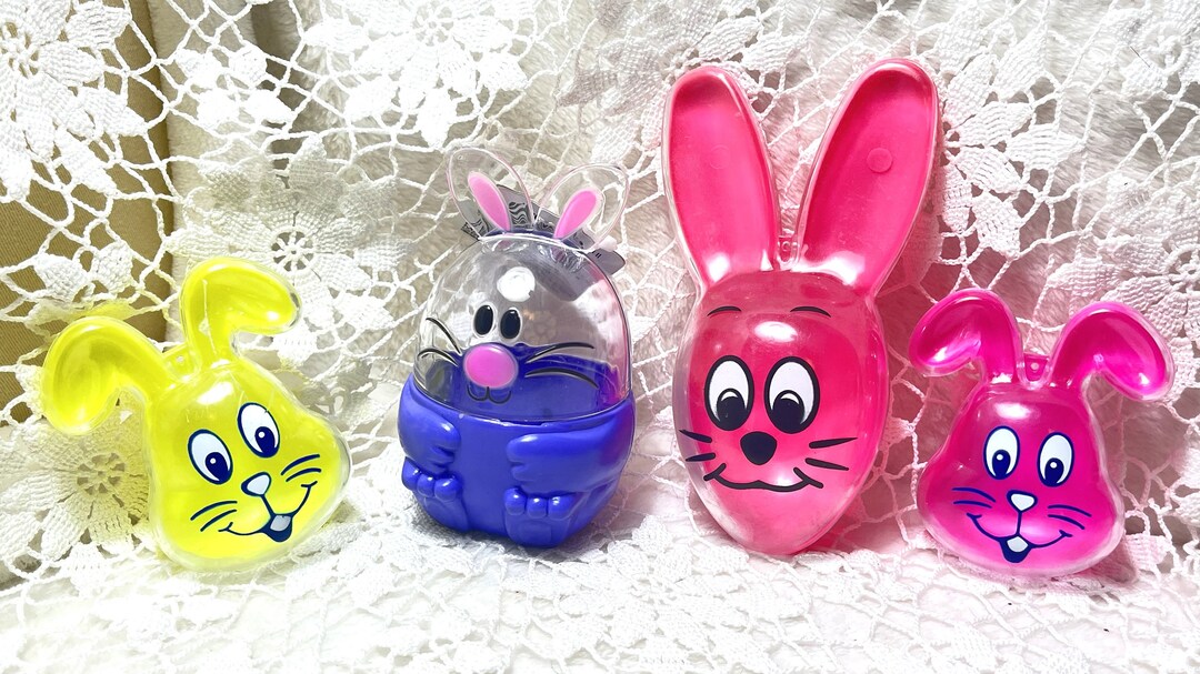 Vintage Plastic Easter Bunnies Faces Candy Containers, Easter Bunnies ...