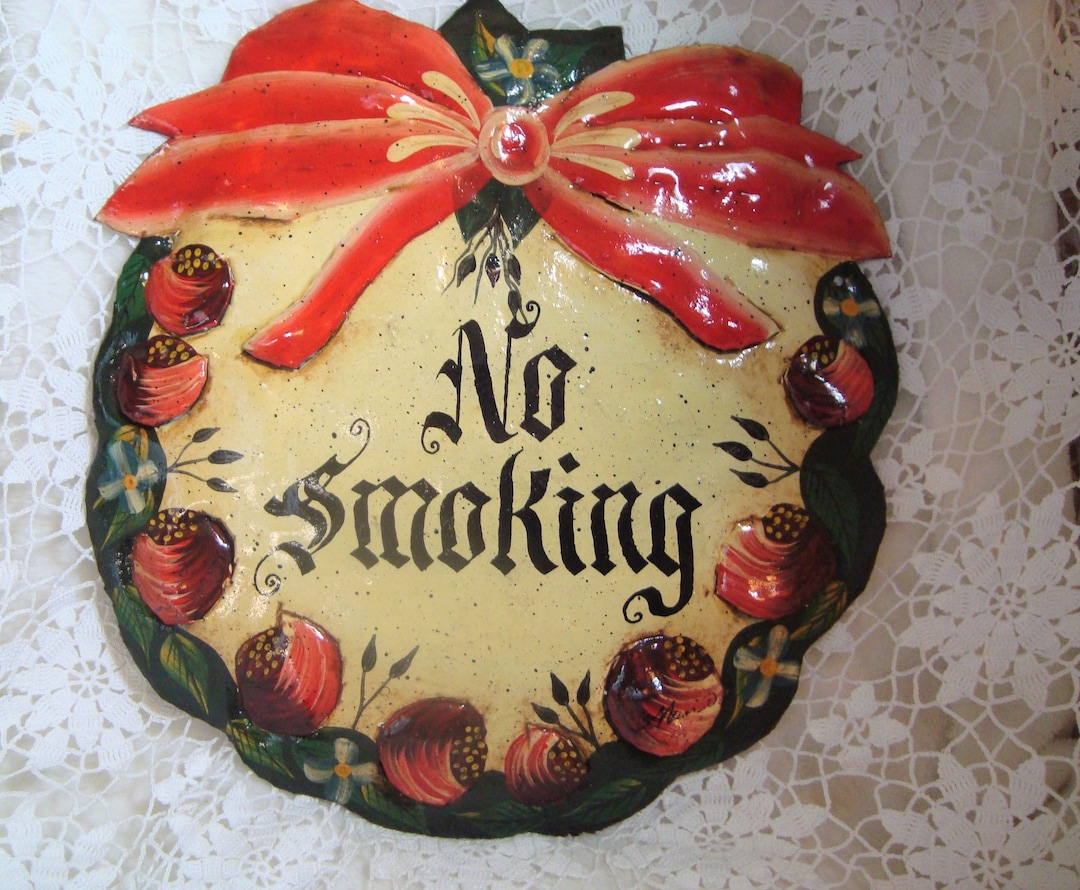 Vintage No Smoking Metal Sign, "no Smoking" Hanging Sign, - Etsy