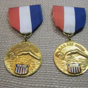 Vintage AAU Swim Age Group 1960s Swimming Medals, 200 MR 1967 AAU Swim ...