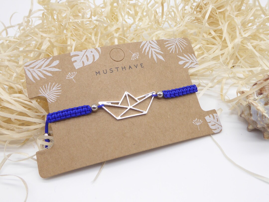 Macrame Bracelet, Boat Ship Paper Boat, Desired Color Many Colors ...