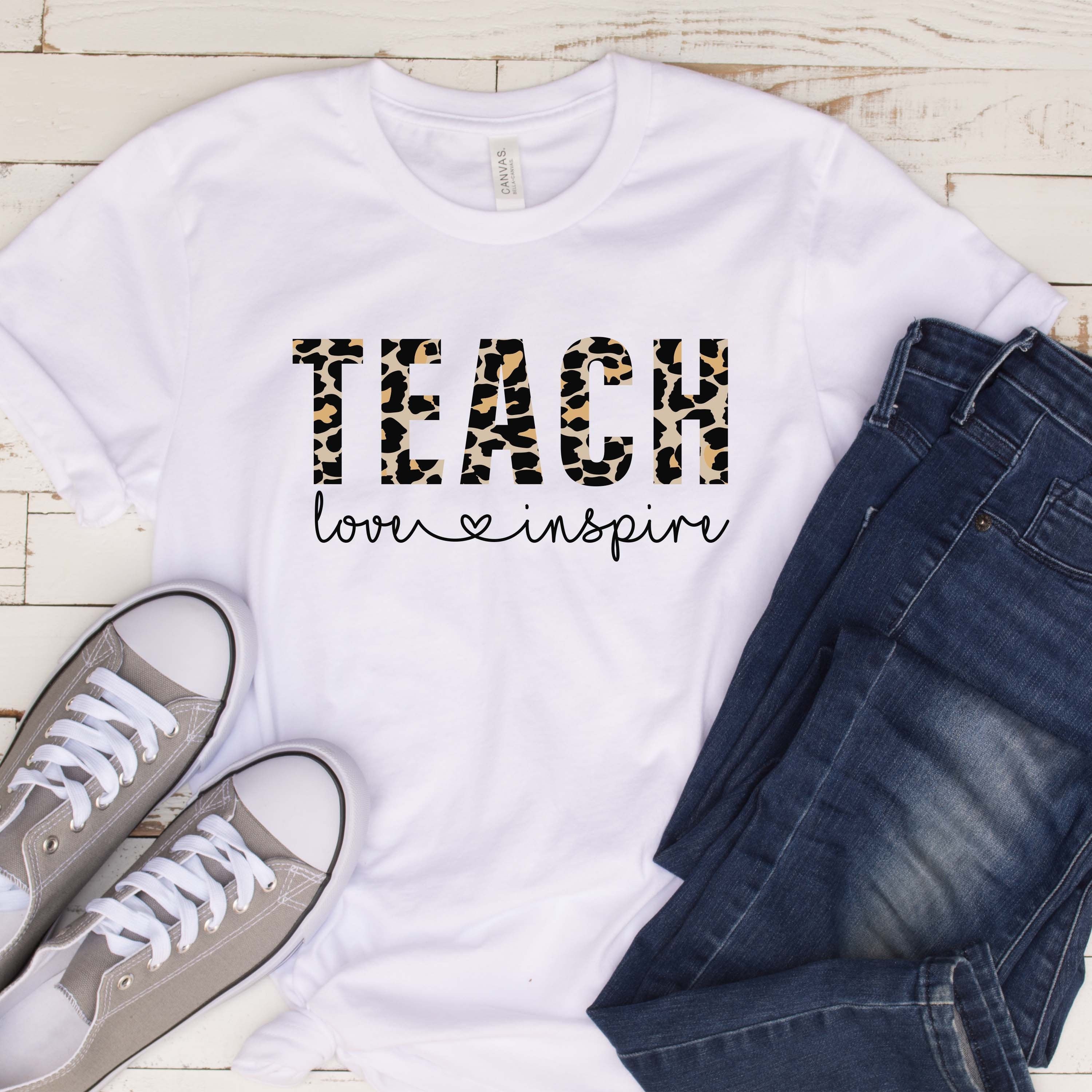 Teach Love Inspire Leopard Print Teacher Gift T Shirt Unisex - Etsy
