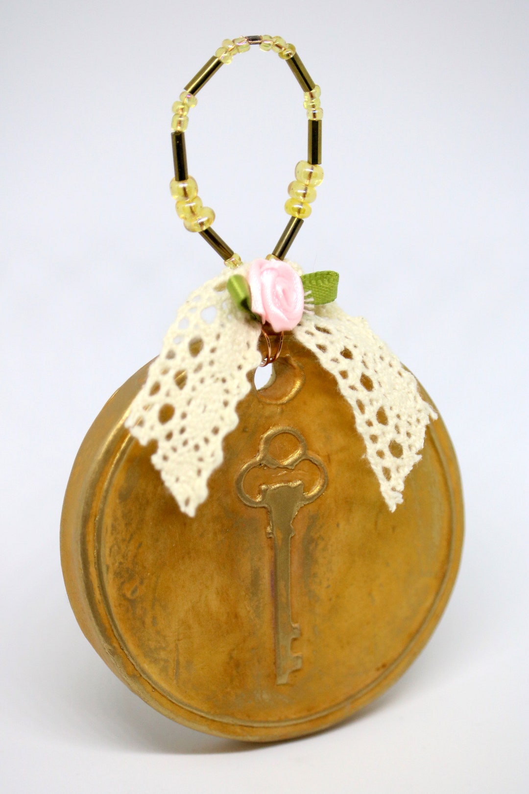 Antique Copper Key Altar Hanging, Ornament, Wall Art, Polymer Clay ...