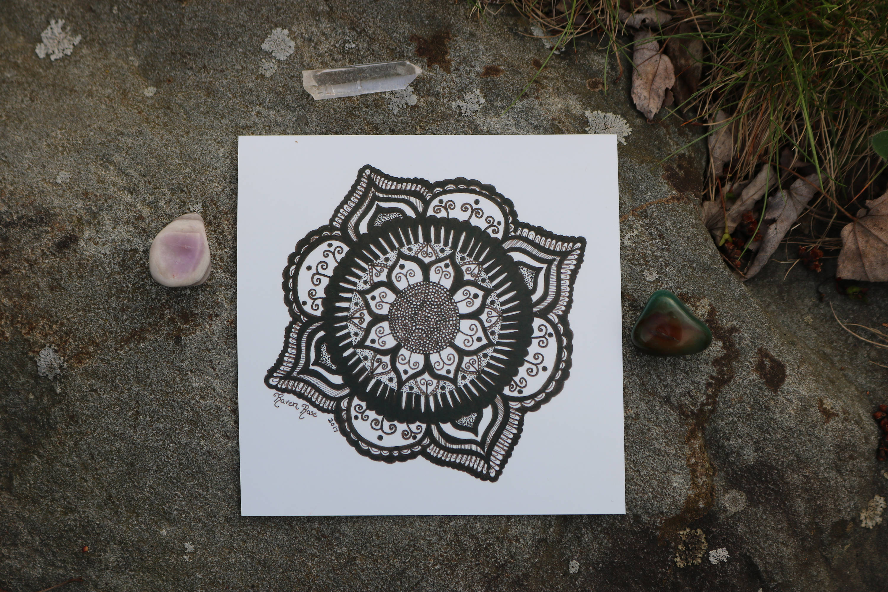 Mandala ORIGINAL Pen and Ink 6"x6" - Etsy