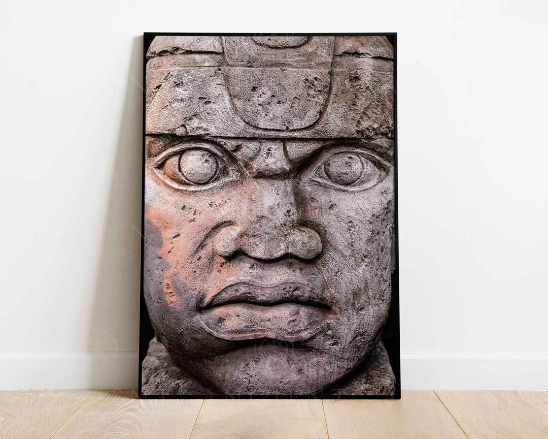 Olmec Stone Head Framed Print, Canvas, Poster | Mexico | Aztec | Mayans ...