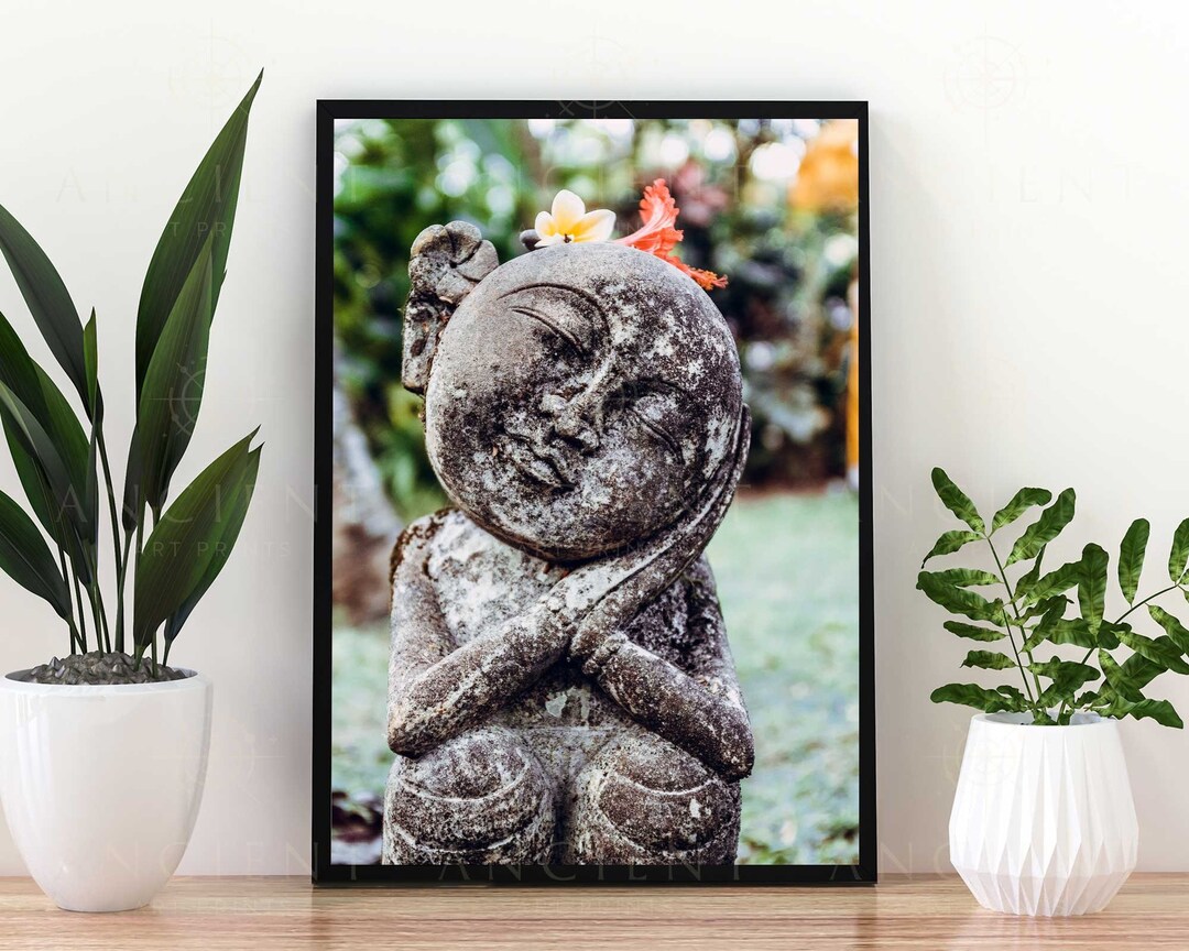 Indonesian Sleeping Child Statue Print: Bali Moon Flowers Art - Etsy