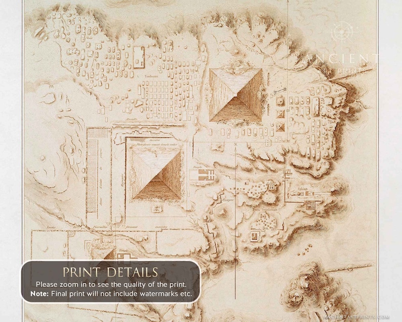 Topographical Map: Pyramids of Giza Framed Print Canvas - Etsy