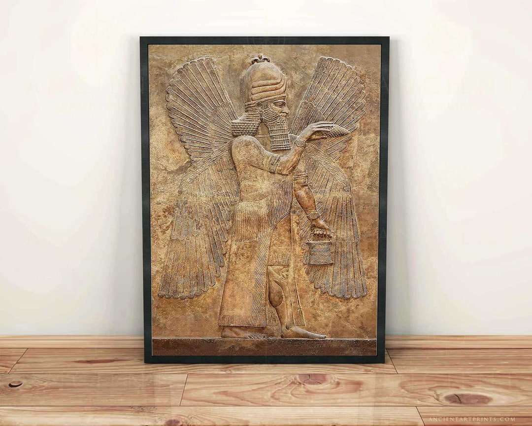 Assyrian Winged Genie Print: Apkallu Relief Art - Etsy