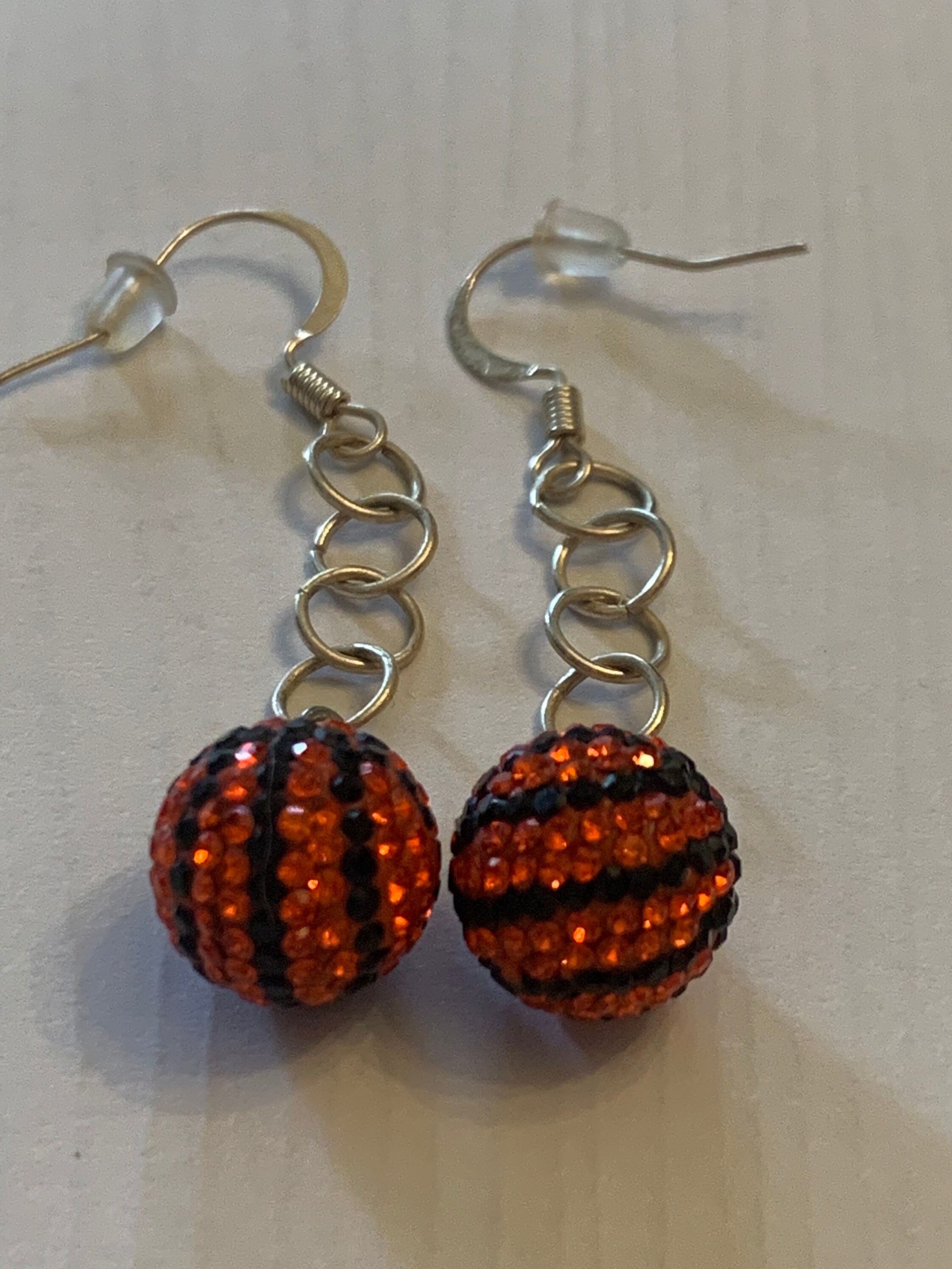 Rhinestone Basketball Earrings Hooping Jewelry Shiny - Etsy