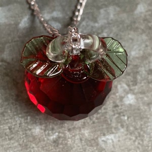 Large Red Crystal Apple Necklace Apple Jewelry Fruit - Etsy