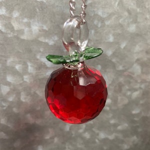 Large Red Crystal Apple Necklace Apple Jewelry Fruit - Etsy
